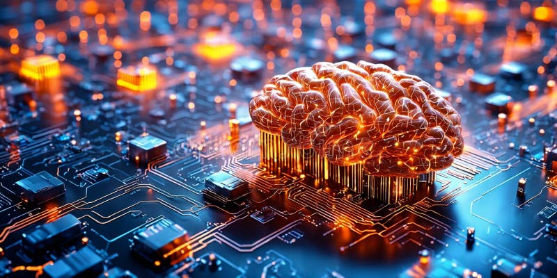 Tech-Bio Fusion - Future AI Brain Stock Illustration - Illustration of ...