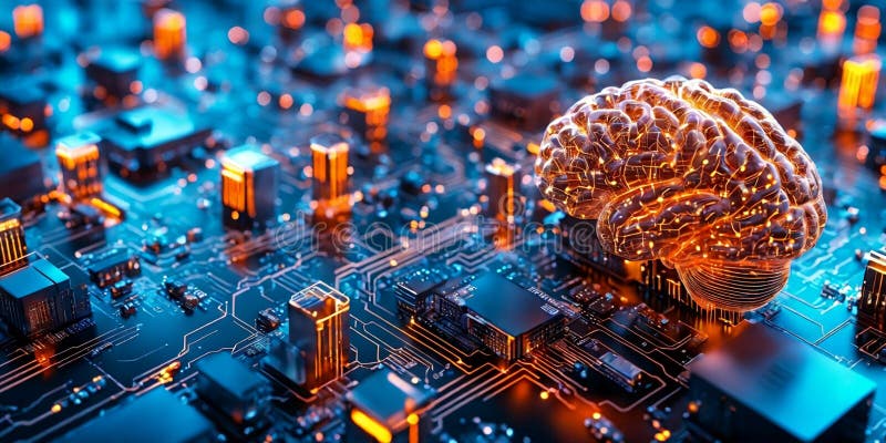 Tech-Bio Fusion - Future AI Brain Stock Illustration - Illustration of ...