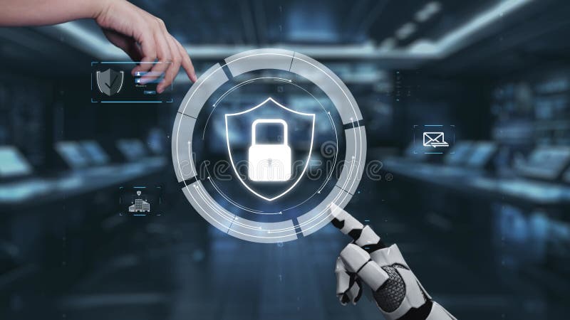 Futuristic Security Concept with a Human Hand Reaching Toward a Digital ...
