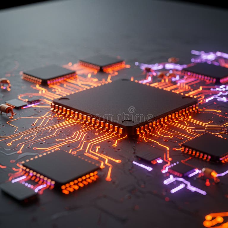 A High-tech Scene Displaying an Electronic Circuit Board with Several ...