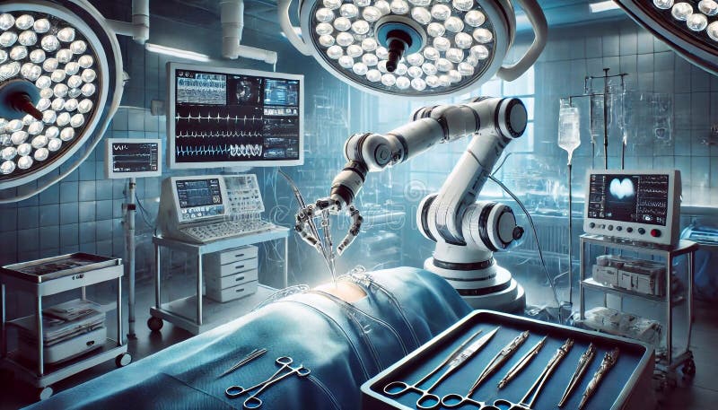 High-tech Scene with Robotic Surgery Stock Illustration - Illustration ...