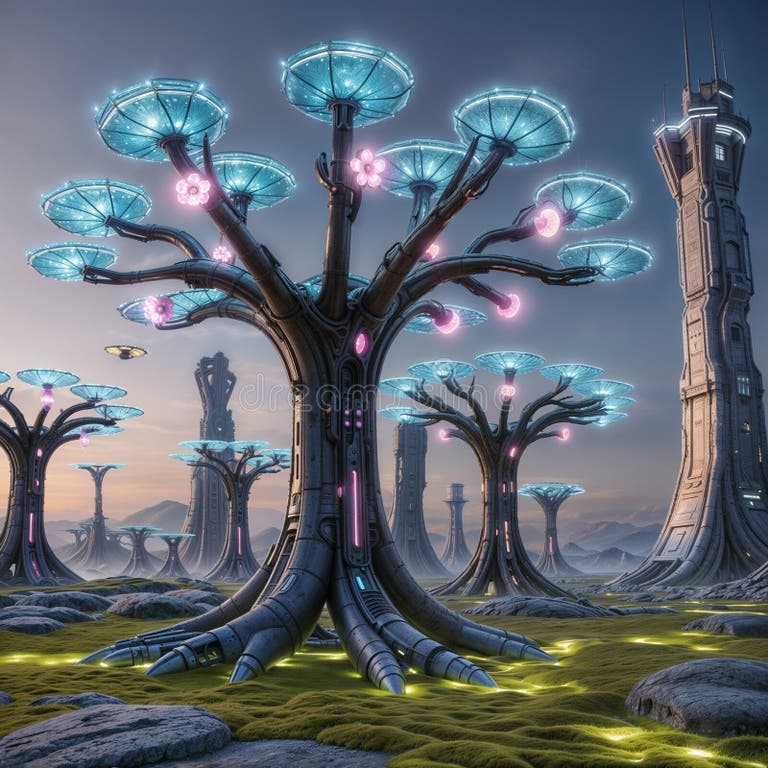 High Tech Sci Fi Terrain with Neon Circuits and Gridlike Design for Use ...