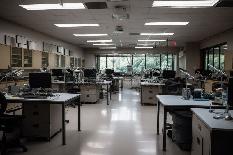 High-tech Science Lab with Computers, Microscopes, and Other Advanced ...