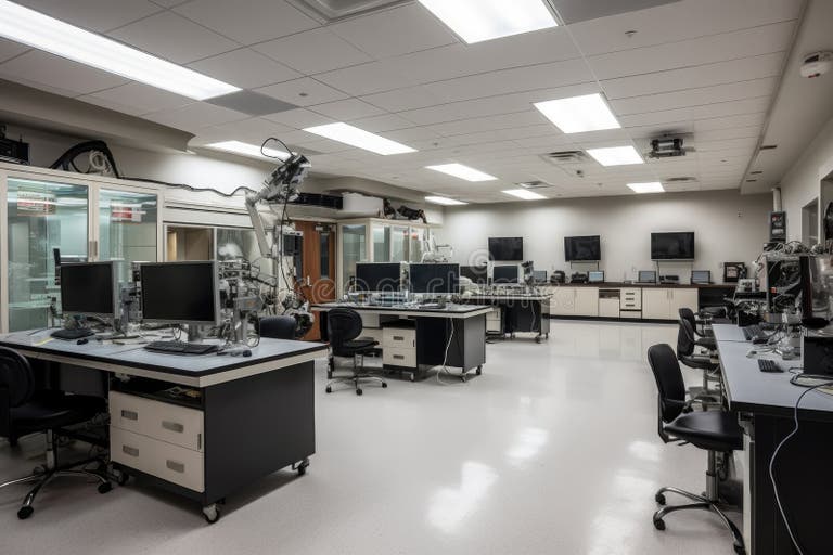 High-tech Science Lab with Computers, Microscopes, and Other Advanced ...