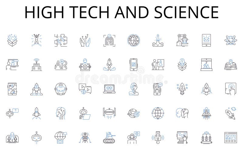 High Tech and Science Line Icons Collection. Education, Resource ...
