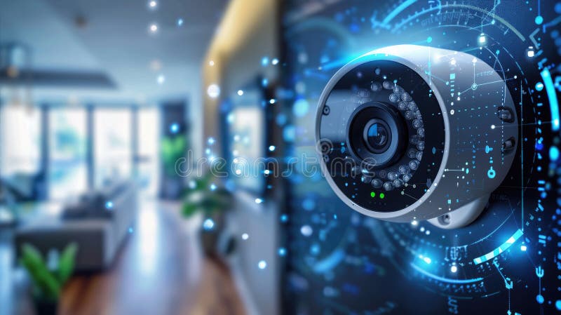 High-Tech Security Camera in Modern Office Stock Image - Image of ...