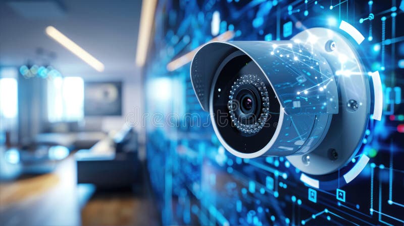 High-Tech Security Camera in Modern Office Stock Photo - Image of ...