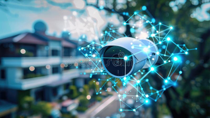 High-Tech Security Camera in Modern Office Stock Photo - Image of ...