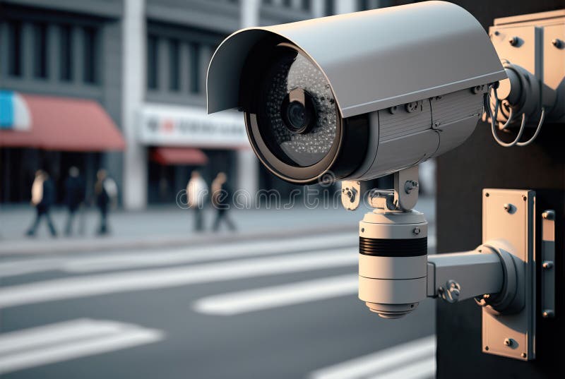 A High-tech Security Camera Monitors the Activity on a City Street ...