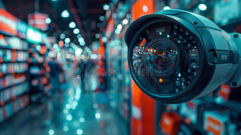High-Tech Security Camera in a Store Environment, Generative AI Stock ...