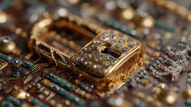 HighTech Security Lock on Circuit Board Representing AI and Breach ...