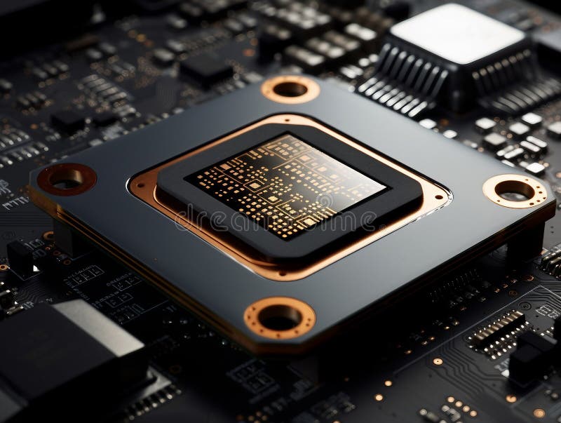 High-Tech Semiconductor Component on Motherboard. Generative AI Stock ...