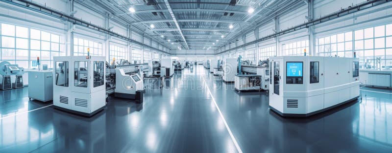 High-Tech Semiconductor Manufacturing Facility with CNC Machines and ...