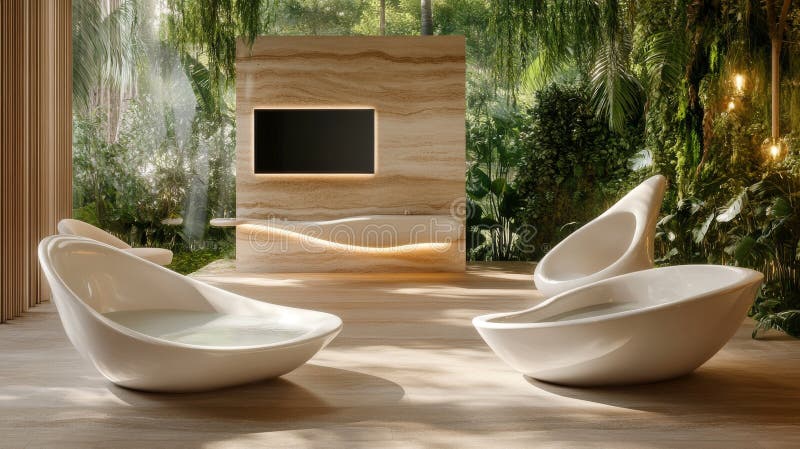 A High-tech, Senior-accessible Smart Home Interior with Plants and Cozy ...