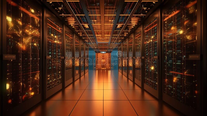 A High-tech Server Data Center Room. Generative AI Stock Illustration ...