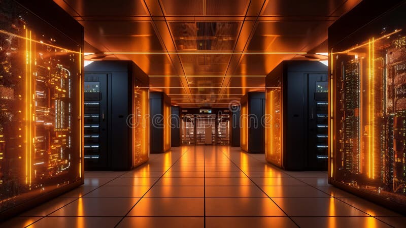 A High-tech Server Data Center Room. Generative AI Stock Illustration ...