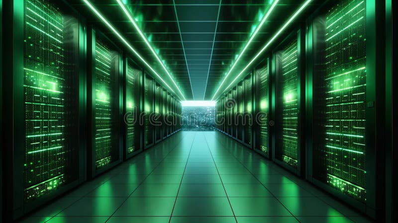 A High-tech Server Data Center Room. Generative AI Stock Illustration ...