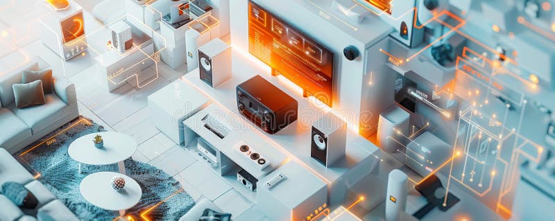 High-tech Server with Data Stream and Digital Interface Elements Stock ...