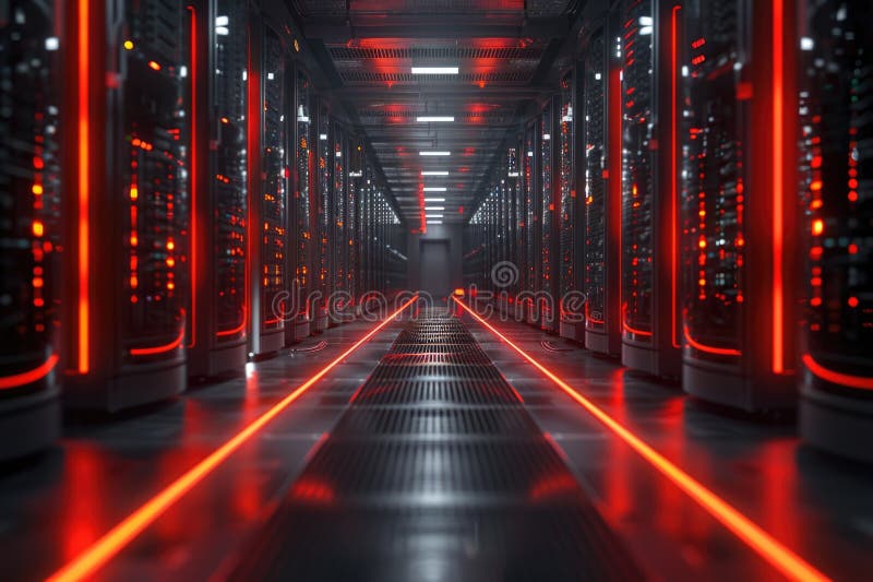 High-Tech Server Hallway stock image. Image of company - 309089043