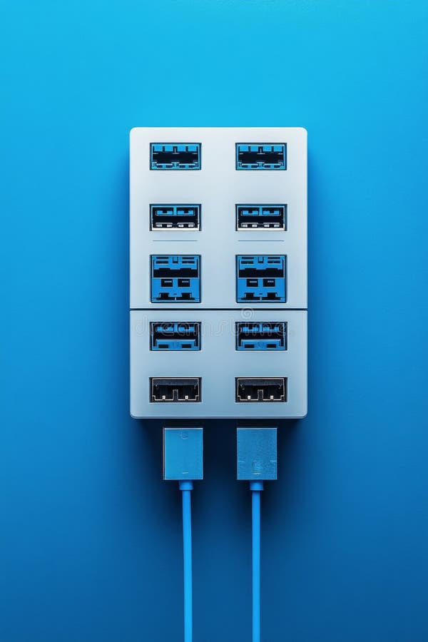 Illuminated Server Room with Blue Neon Lights and Data Racks Stock ...