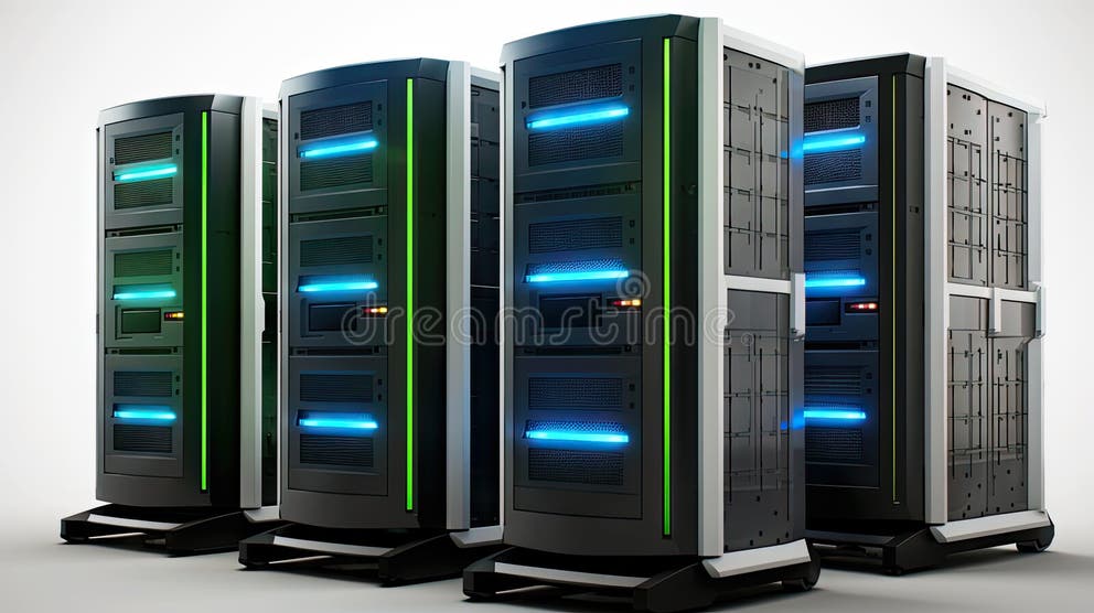 High-tech Server Racks in a Contemporary Data Center, Advanced ...