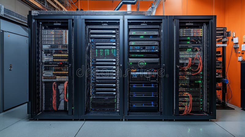 High-tech Server Racks in a Modern Data Center with Organized ...