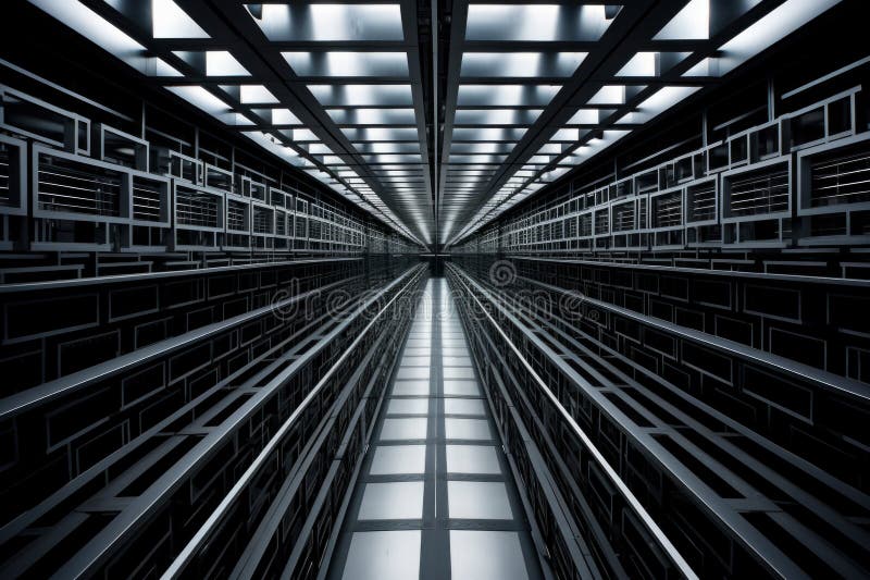 High-tech Server Room with Advanced Computing Equipment and Powerful ...