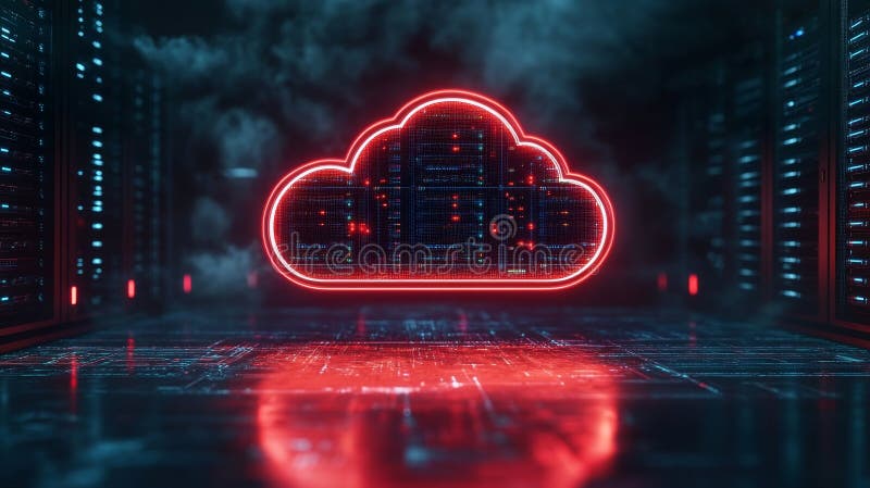 In a High-tech Server Room, a Cloud-shaped Digital Interface Was ...