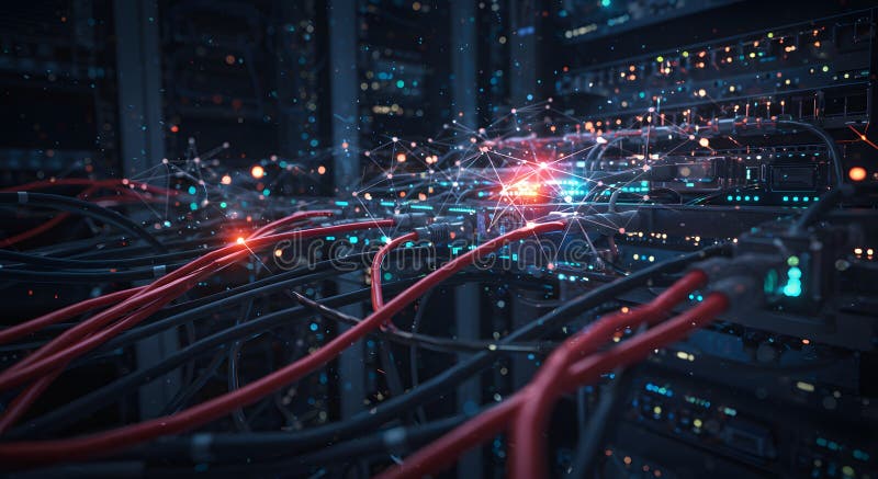 Intricate Network Cables and Server Connections in Data Center Stock ...