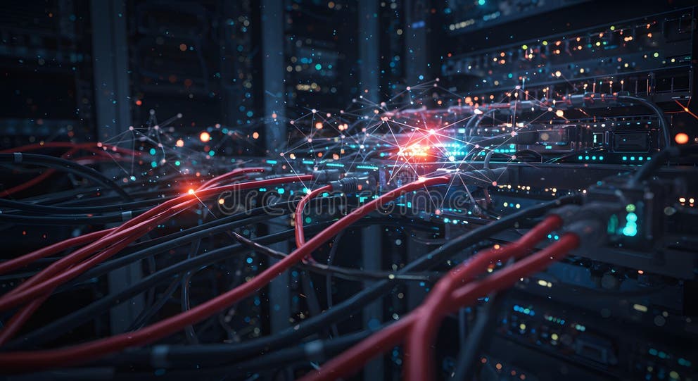 Intricate Network Cables and Server Connections in Data Center Stock ...