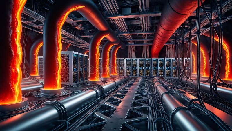 Lava Server Room: Futuristic Data Center Infrastructure Stock ...