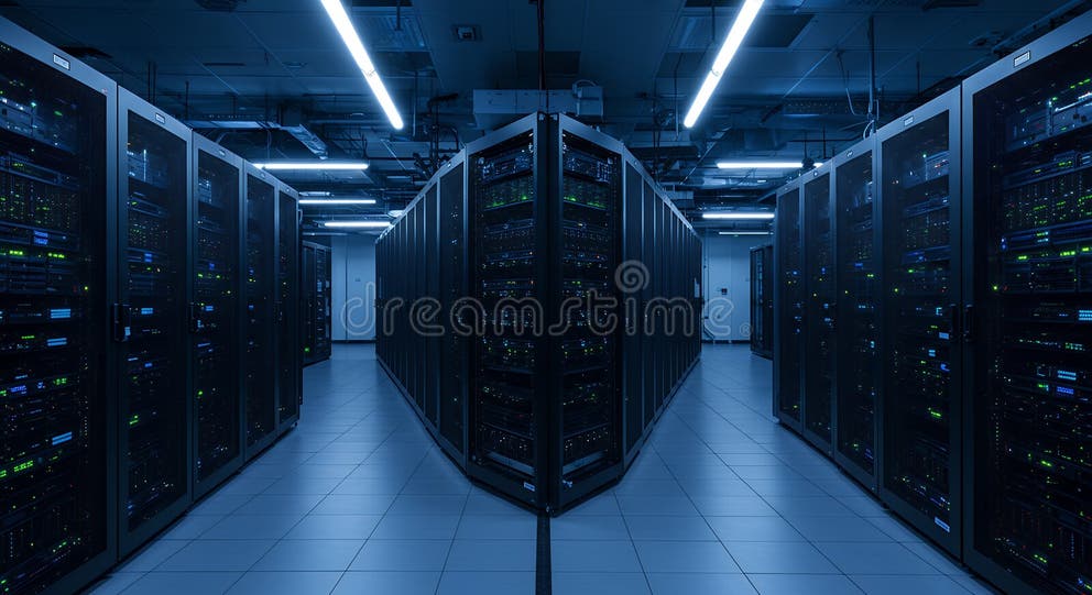 High-Tech Server Room: Data Center Infrastructure, Network Servers, it ...