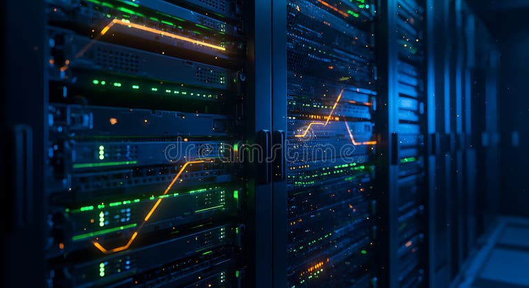 High-tech Server Room Data Center Network Technology Stock Illustration ...