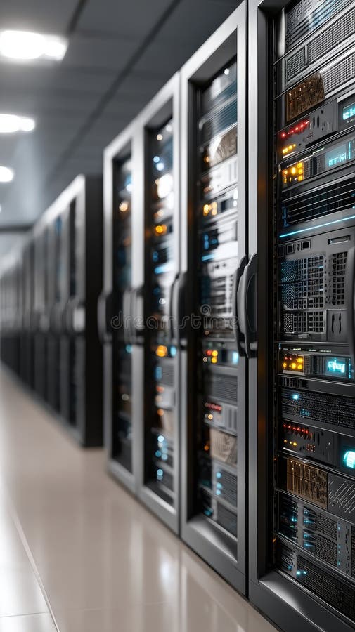 High-tech Server Room Features Green and Blue Storage Units ...