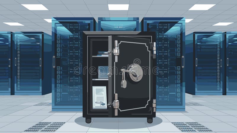 Secure Data Storage: Modern Server Room with Safe Stock Vector ...