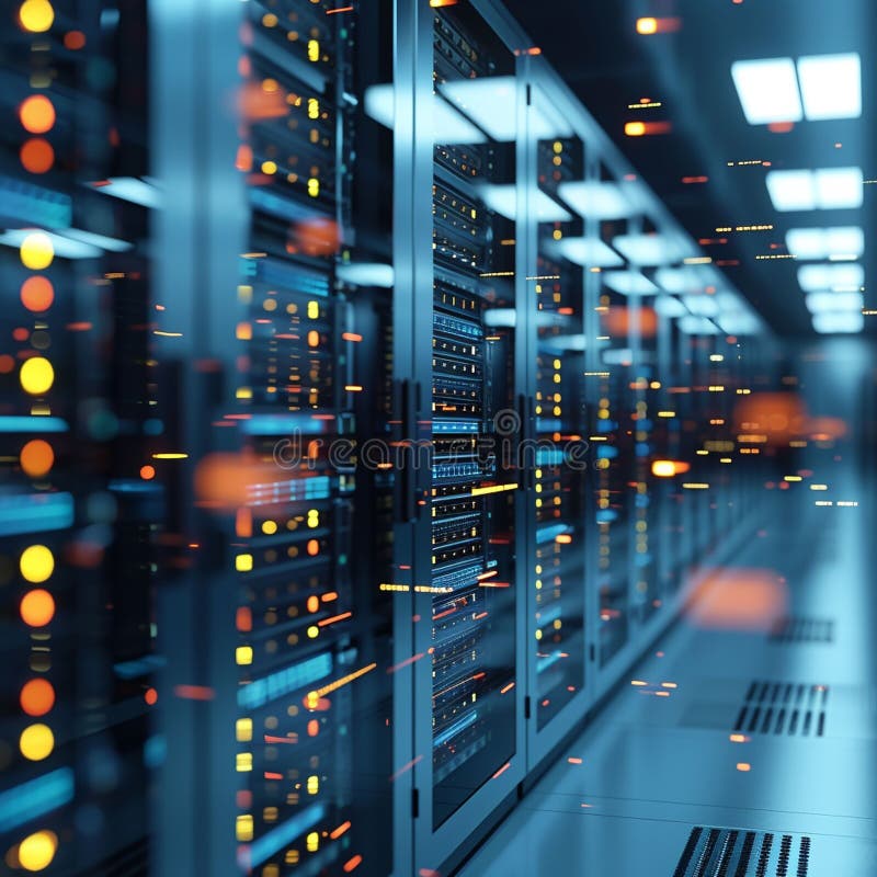 A High-tech Server Room Filled with Glowing Server Racks and Data ...