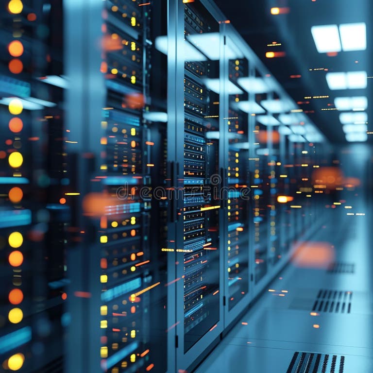 A High-tech Server Room Filled with Glowing Server Racks and Data ...