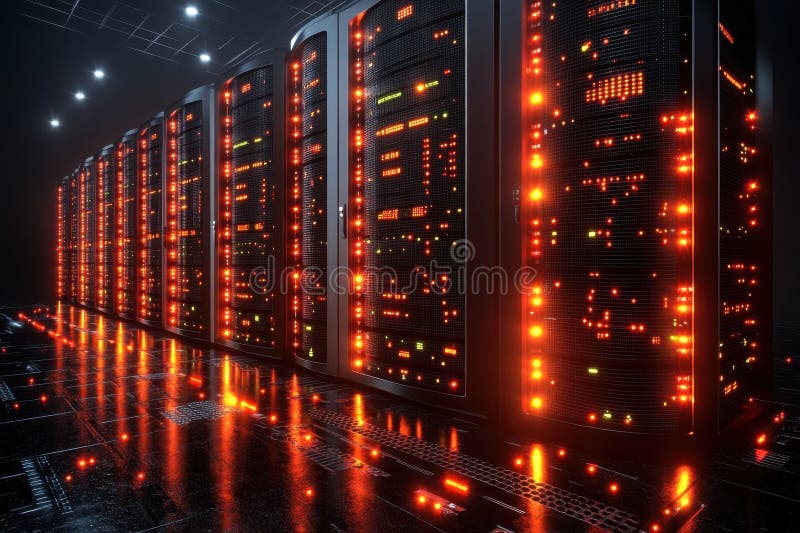 High-tech Server Room Filled with Illuminated Racks Showcasing Advanced ...