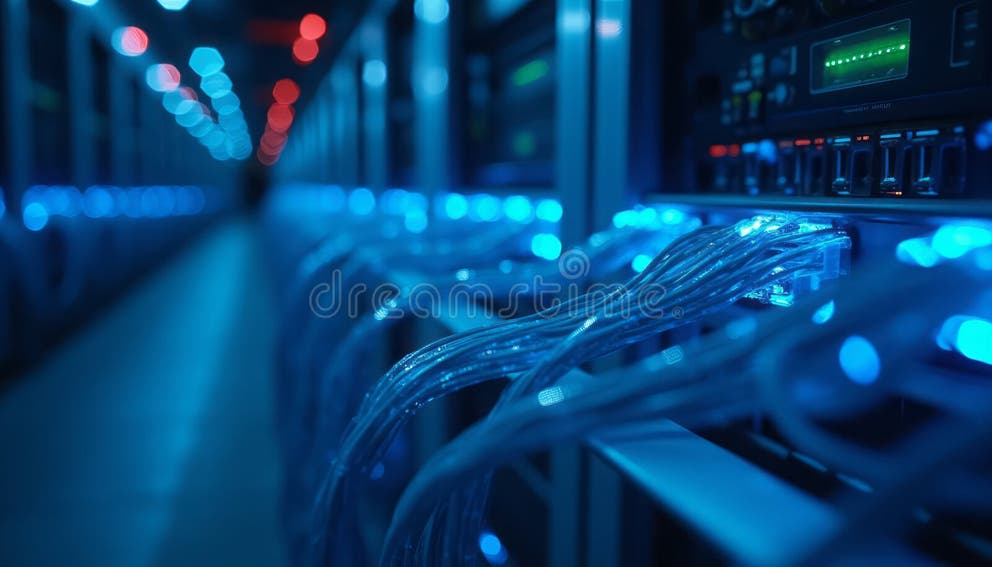 Data Center Server Room Cables Stock Image - Image of blue, hardware ...
