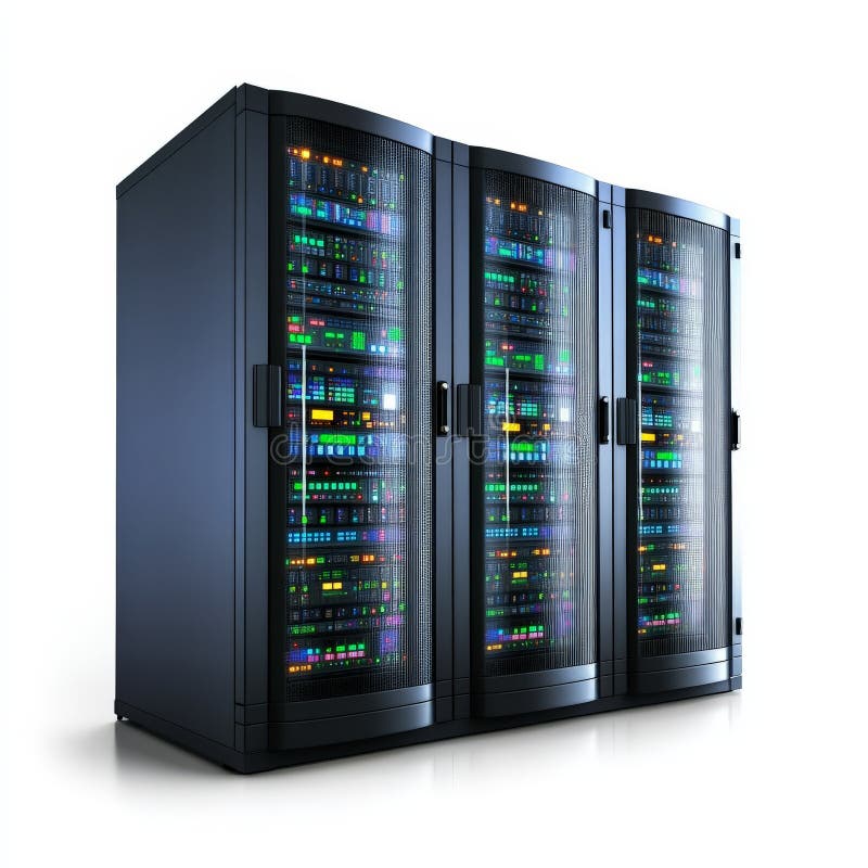 High Tech Server Room with Glowing LED Panels and Advanced Computing ...