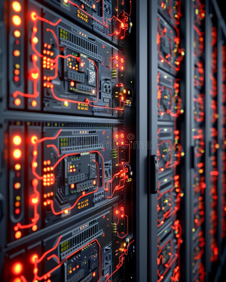 High Tech Server Room Racks Closeup with Red LED Lights Data Center ... High Tech Server Room Racks Closeup with Red LED Lights Data Center ...