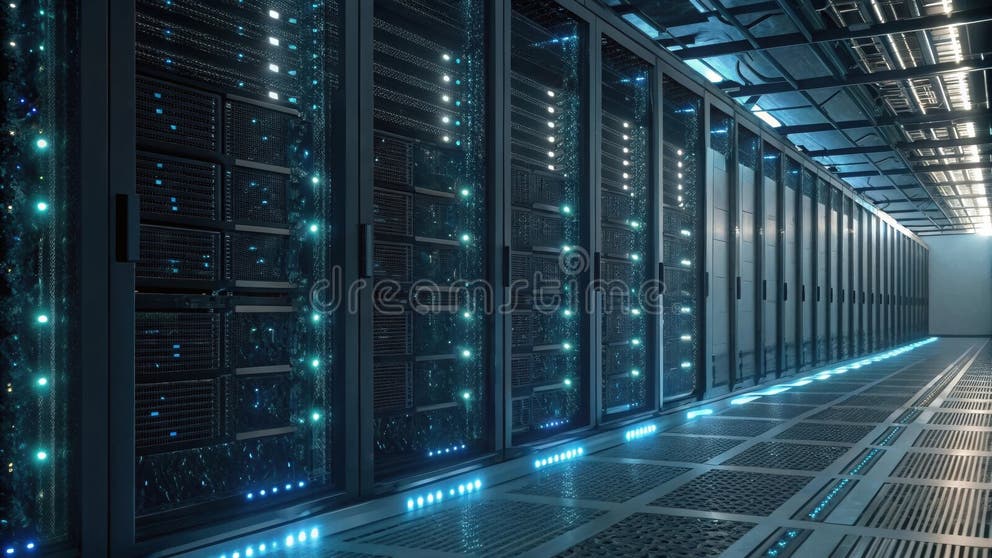 High-tech Server Room Showcasing Multiple Quantum Computing Core Units ...