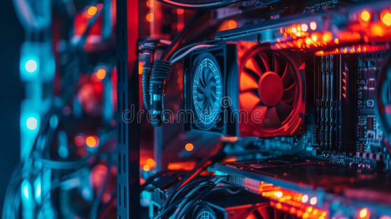 Illuminated Server Room Fans Cooling Advanced Technology Stock Photos ...