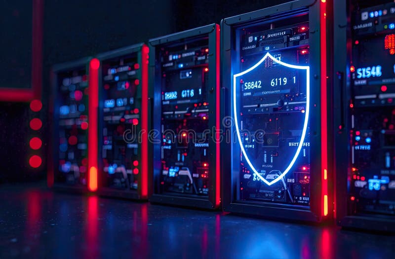 High-tech Servers Displaying Security Features and Vibrant LED Lights ...