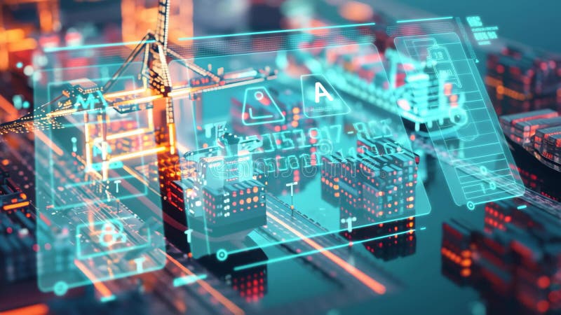 Futuristic AI-Powered Shipping Port with Autonomous Cargo Ships and ...