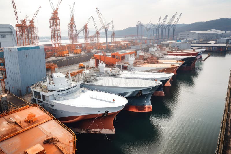 High-tech Shipyard, with Robots and Advanced Machinery Used for ...