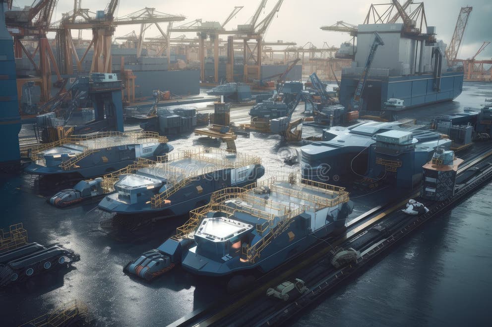High-tech Shipyard, with Robots and Advanced Technology Used for ...