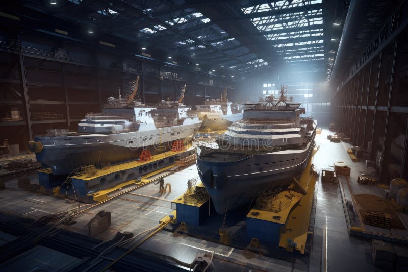 High-tech Shipyard, with Robots and Advanced Technology Used for ...