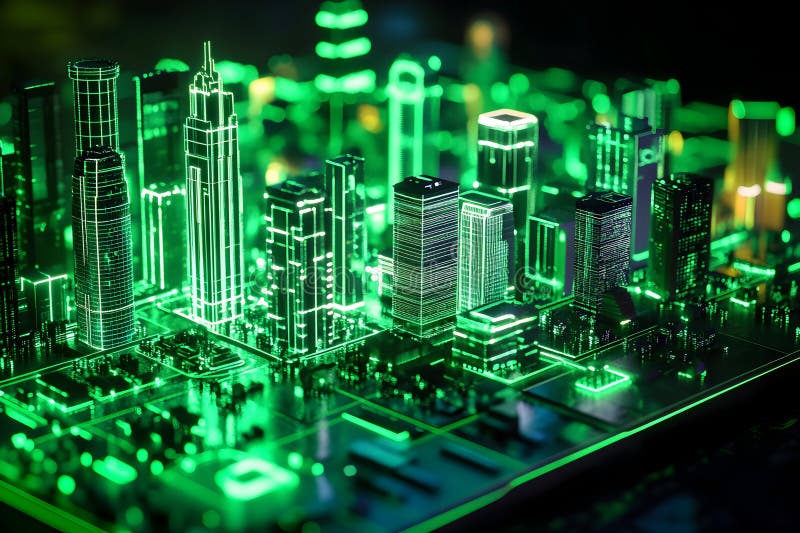High-Tech Smart City Visualization with Digital Skyscrapers and ...