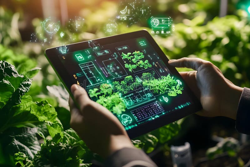 High-tech Smart Farming Concept Stock Illustration - Illustration of ...